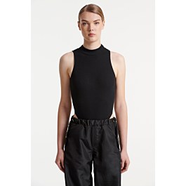 SLEEVELESS MONOCHROME RIBBED BODYSUIT- Sugarfreeshops.com