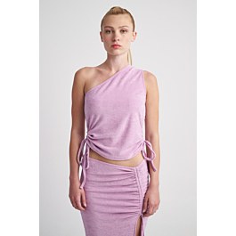 ONE SHOULDER TERRY CROP TOP- Sugarfreeshops.com